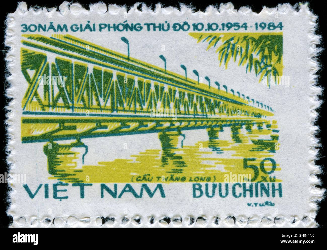 Postage stamp from Vietnam in the Liberation of Hanoi, 30th Anniv ...