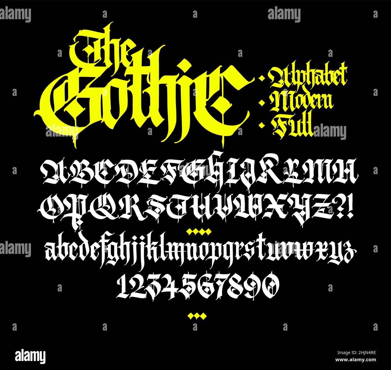 Modern Gothic, full English alphabet. Vector. Medieval uppercase and ...