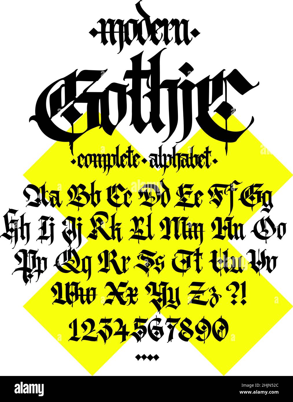 Modern Gothic, full English alphabet. Vector. Medieval uppercase and ...