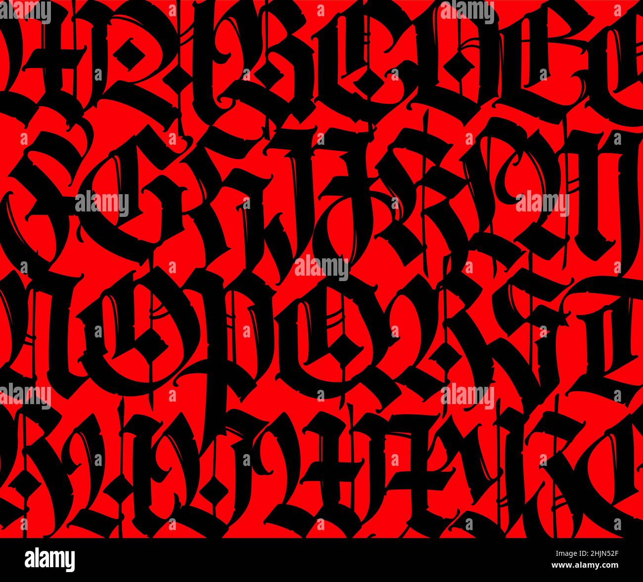 Pattern, ornament in the Gothic style. Vector. Alphabet. All elements ...