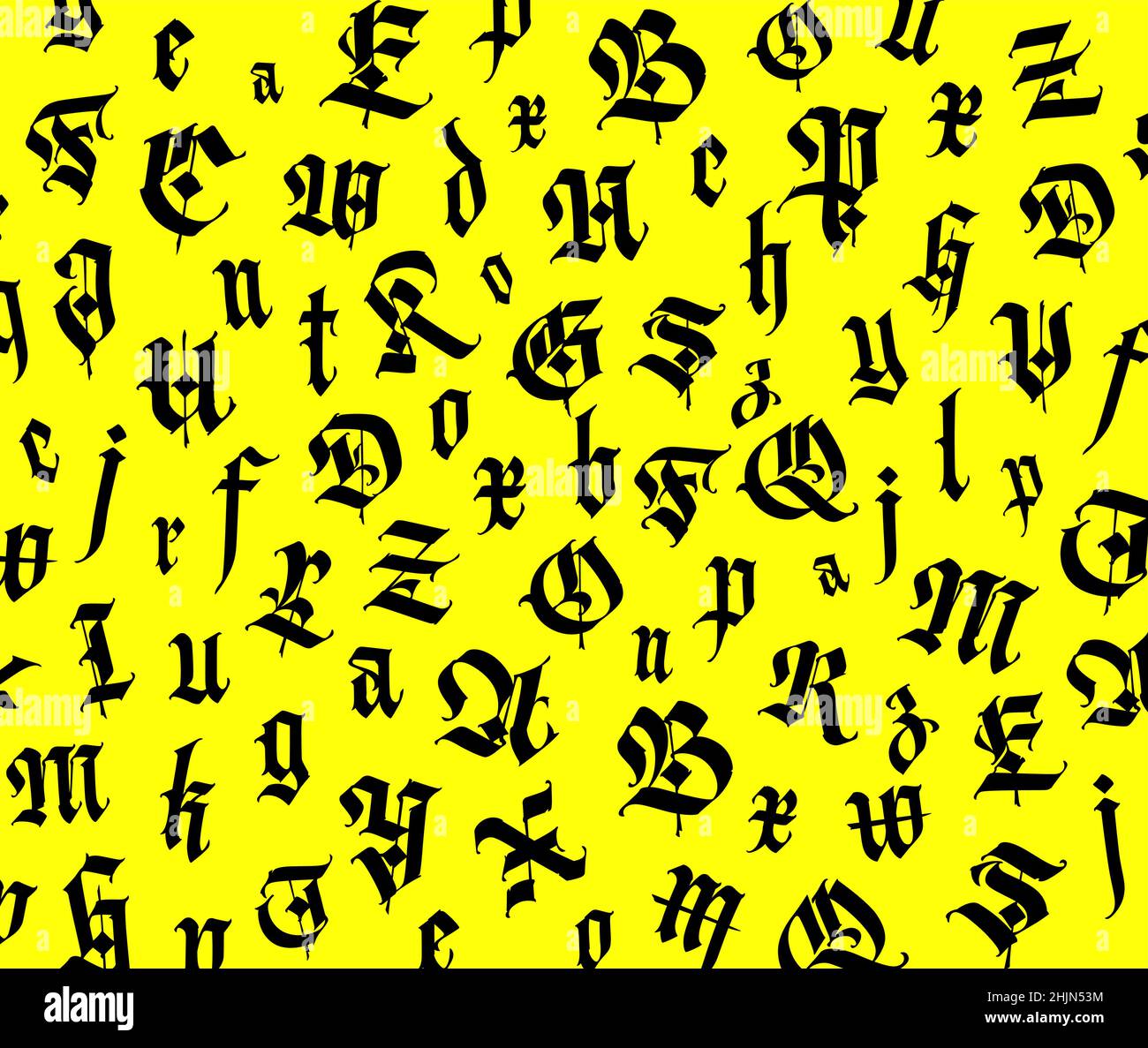 Gothic font, composition. Vector. Medieval Latin letters. Random ...