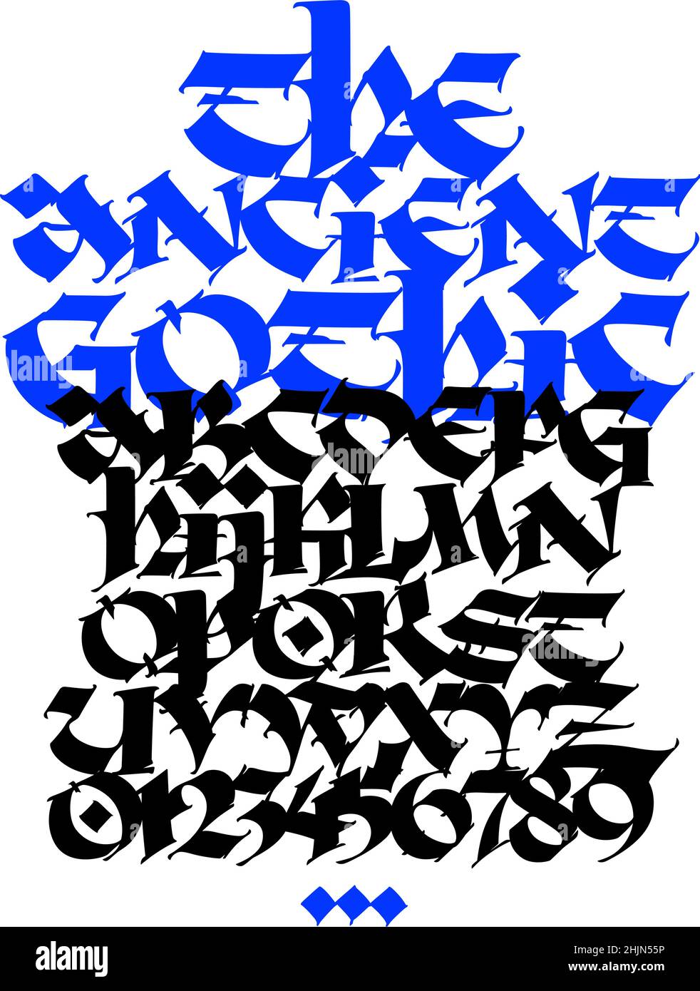 Ancient full font. Vector. Numbers. Medieval latin black letters on a ...