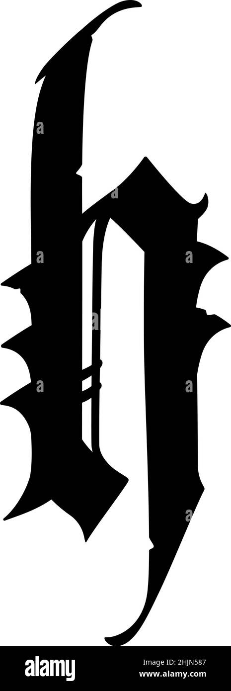 The letter h in the Gothic style. Vector. Old alphabet. The symbol is ...