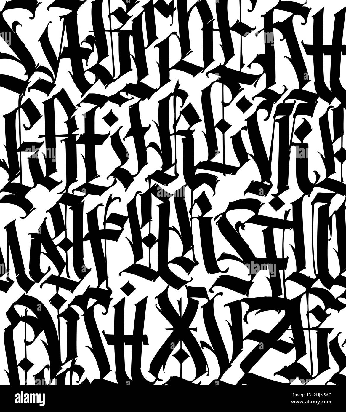 Medieval Gothic pattern. Vector. European modern gothic. Black letters ...