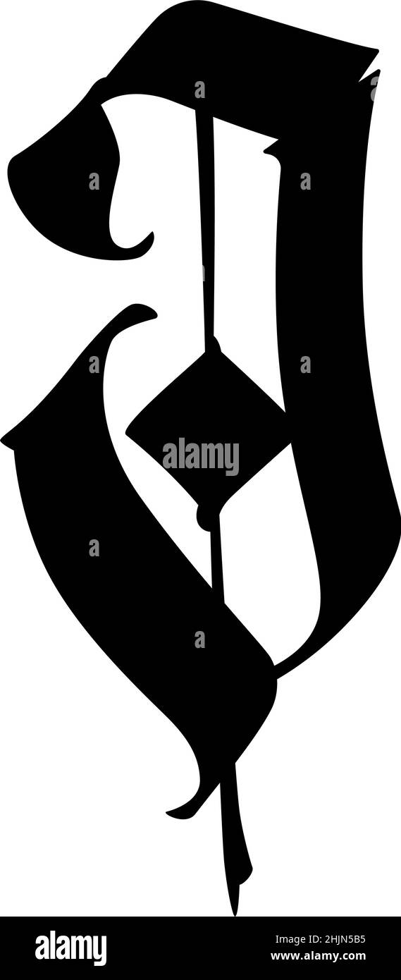 The letter J in the Gothic style. Vector. Old alphabet. The symbol is ...