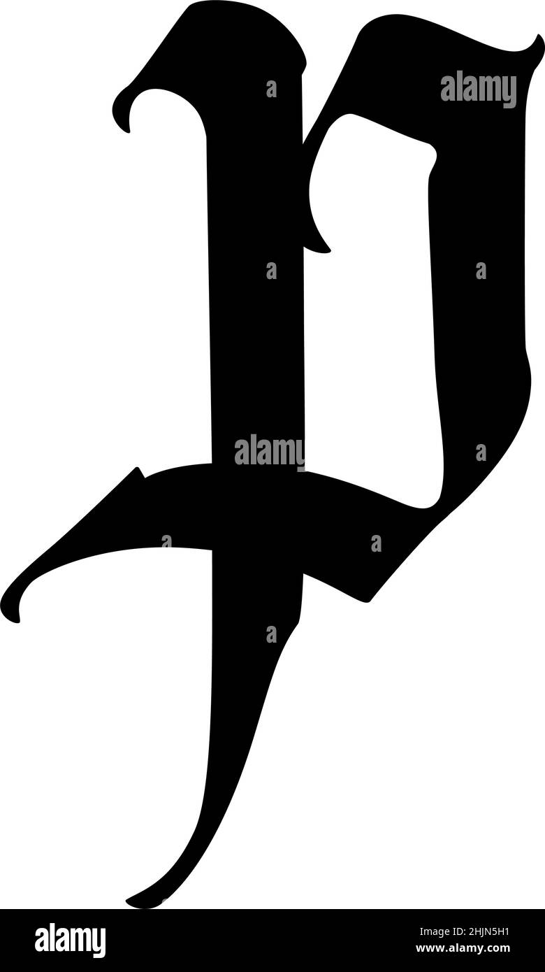 The letter p in the Gothic style. Vector. Old alphabet. The symbol is ...