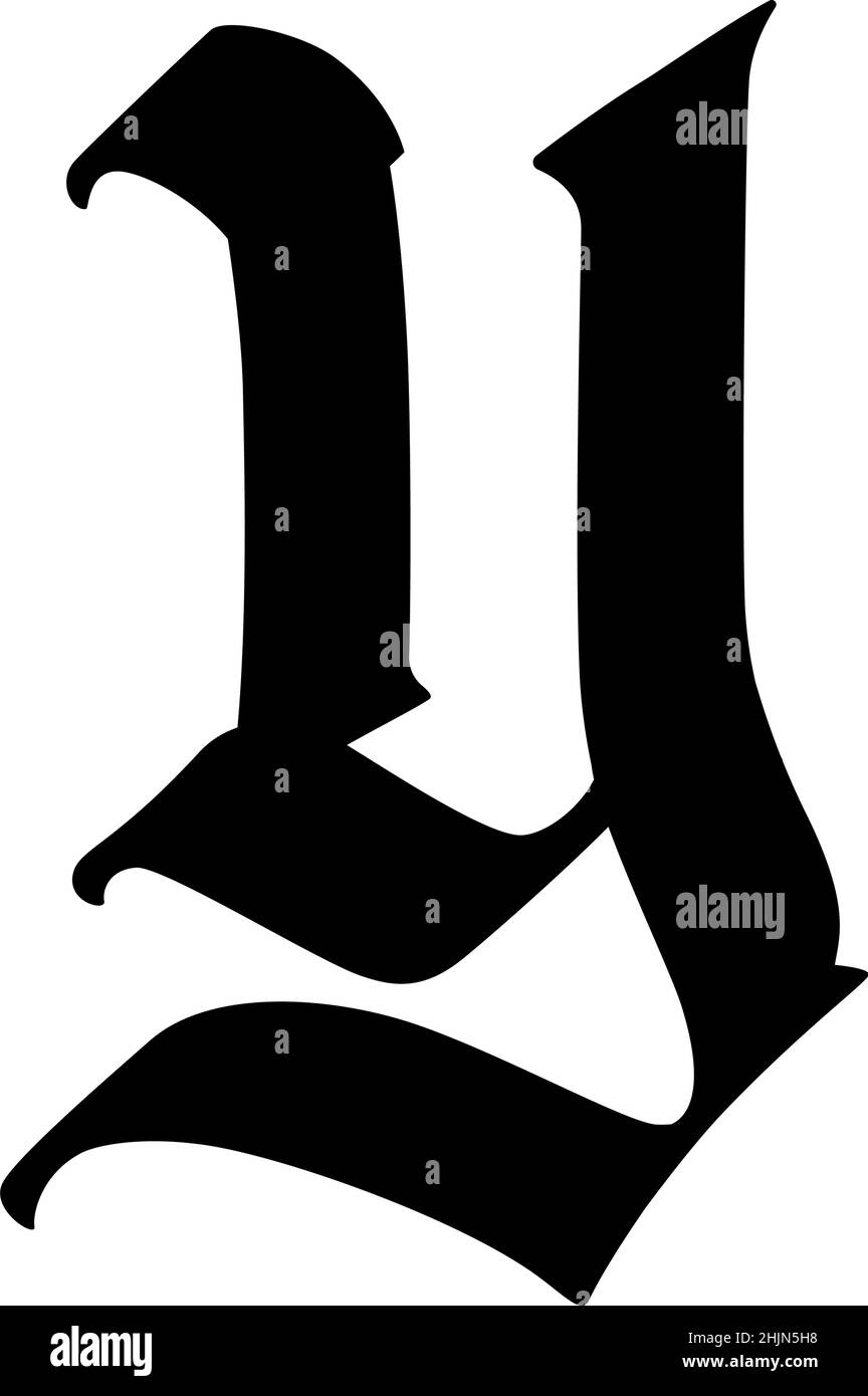 The letter y in the Gothic style. Vector. Old alphabet. The symbol is ...