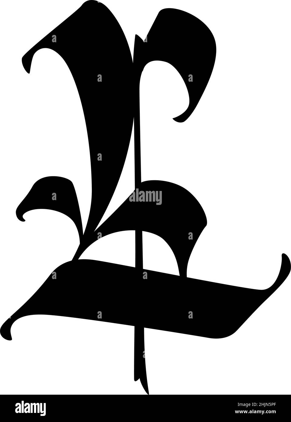 The letter L in the Gothic style. Vector. Old alphabet. The symbol is ...
