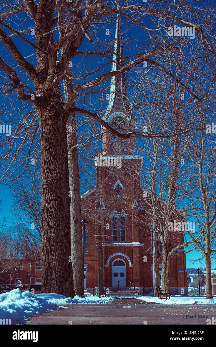 Beautiful view of a red chapel Stock Photo - Alamy
