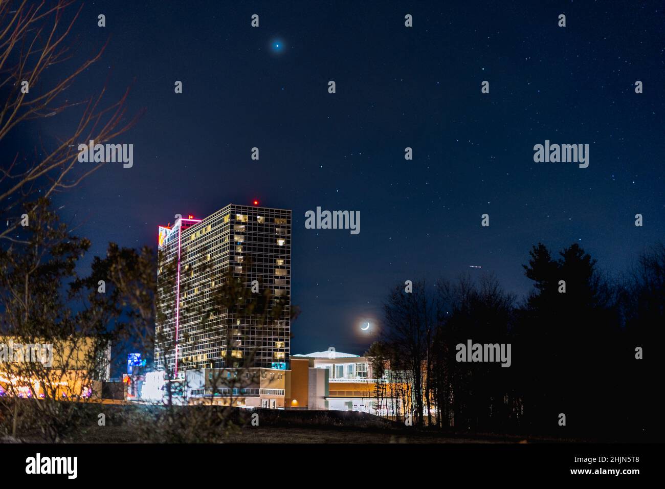 Evening scene of a modern building Stock Photo - Alamy