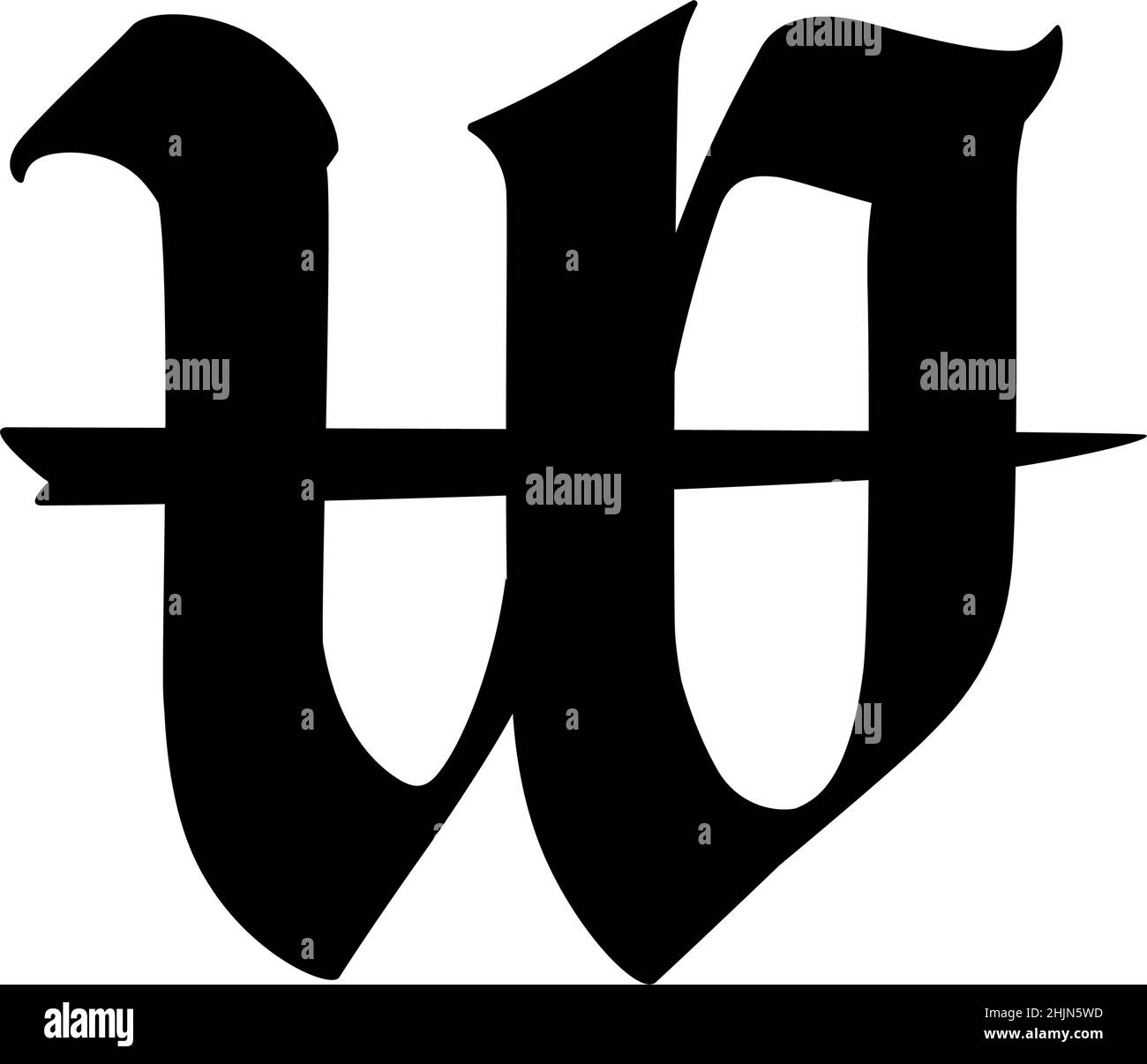 The letter w in the Gothic style. Vector. Old alphabet. The symbol is ...