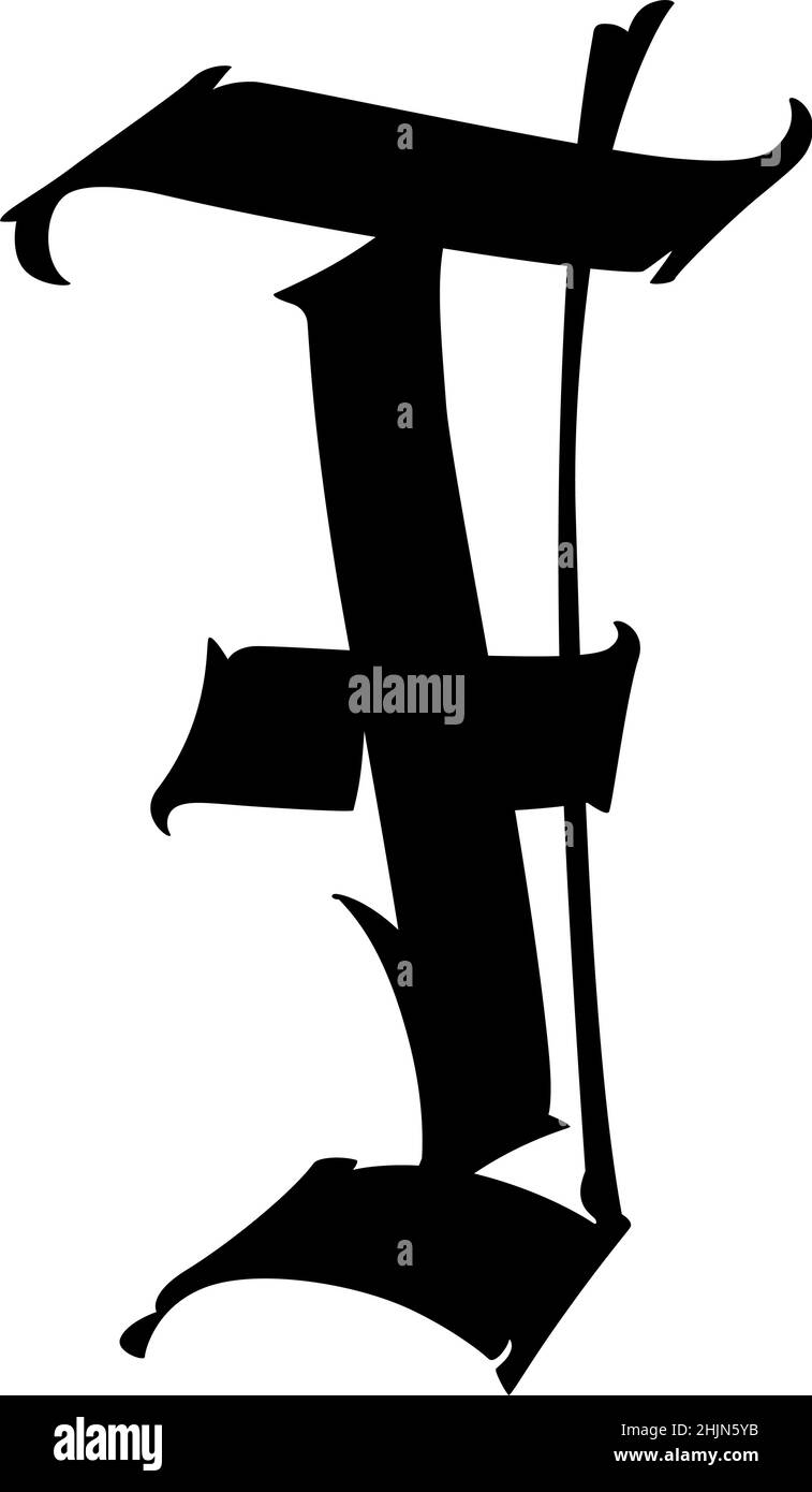 The letter T in the Gothic style. Vector. Old alphabet. The symbol is ...