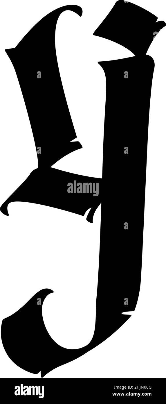 The letter y in the Gothic style. Vector. Old alphabet. The symbol is ...