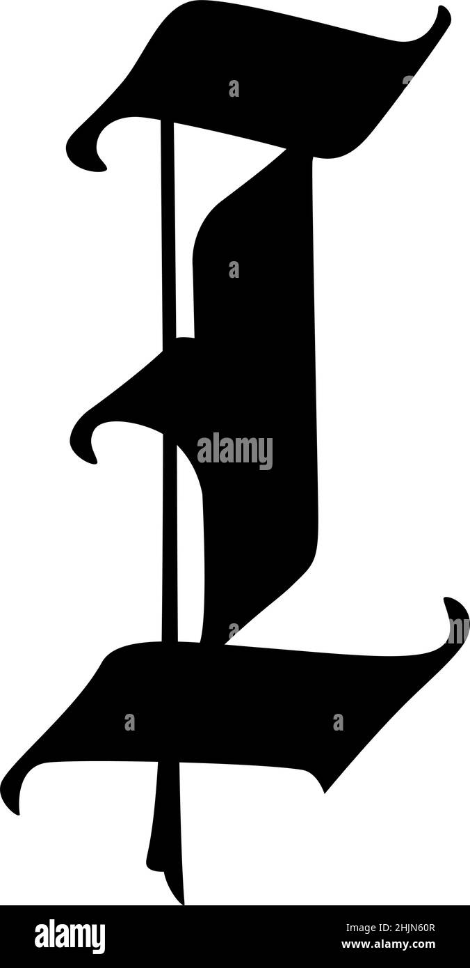 The letter I in the Gothic style. Vector. Old alphabet. The symbol is ...