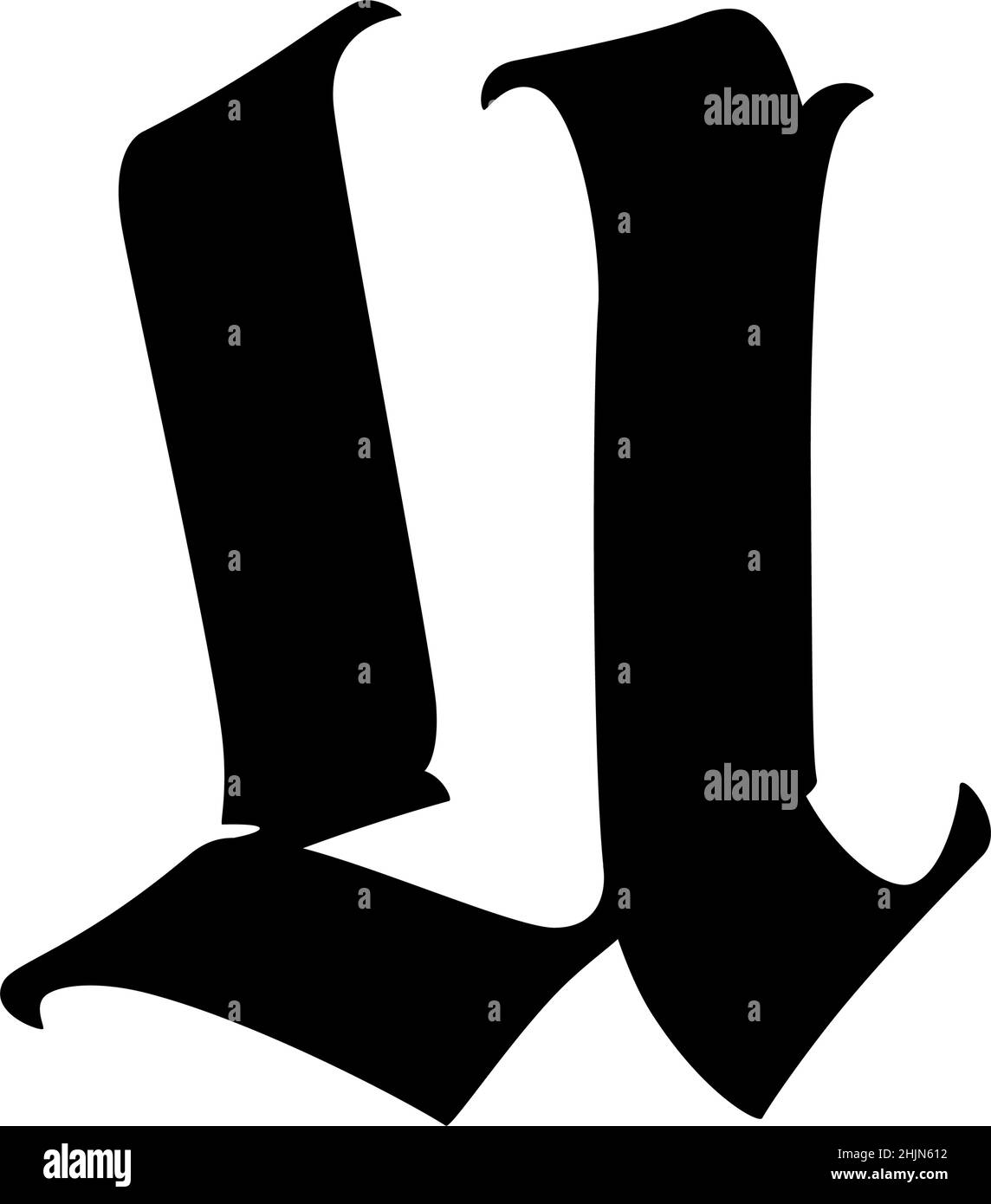 The letter u in the Gothic style. Vector. Old alphabet. The symbol is ...