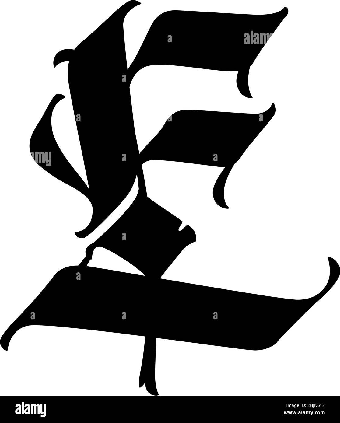 The letter E in the Gothic style. Vector. Old alphabet. The symbol is ...