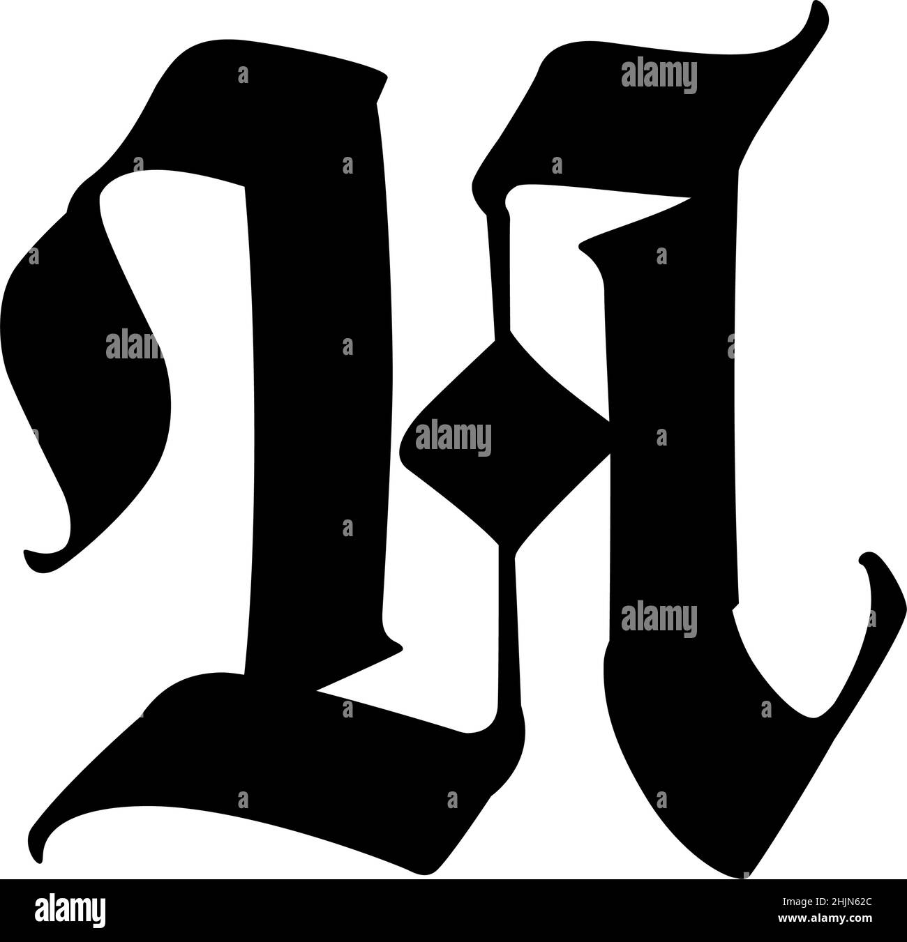 The letter N in the Gothic style. Vector. Old alphabet. The symbol is ...