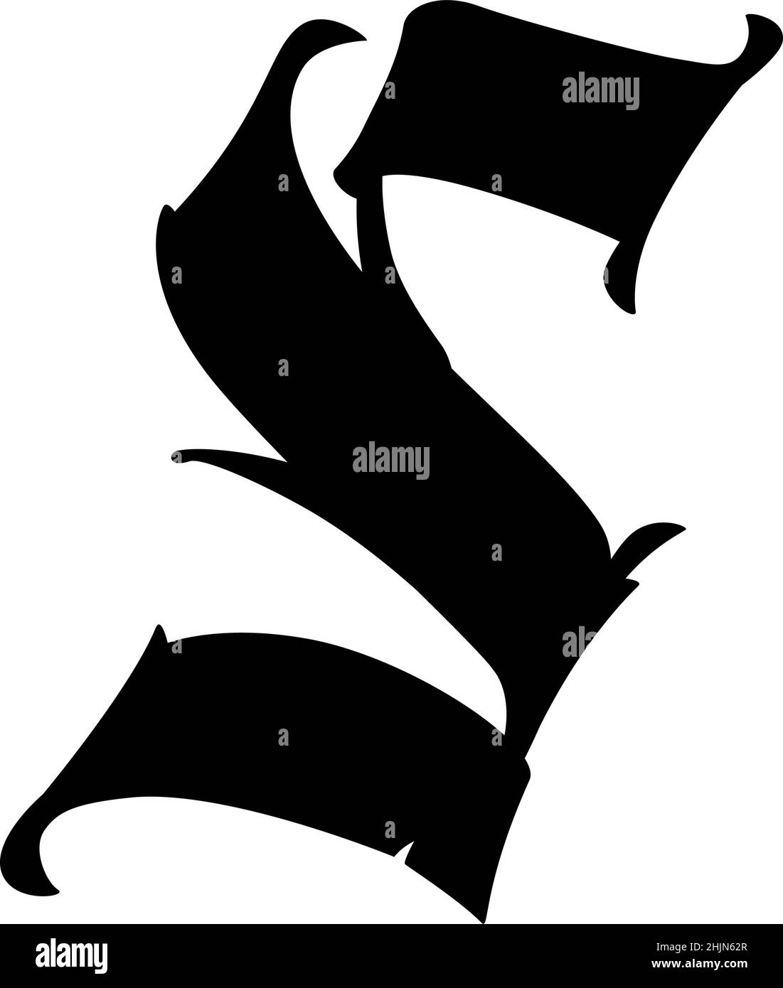 The letter s in the Gothic style. Vector. Old alphabet. The symbol is ...