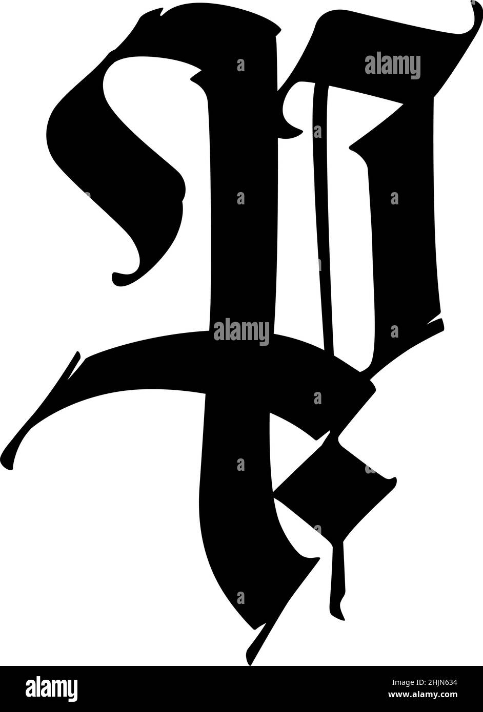 The letter P in the Gothic style. Vector. Old alphabet. The symbol is ...