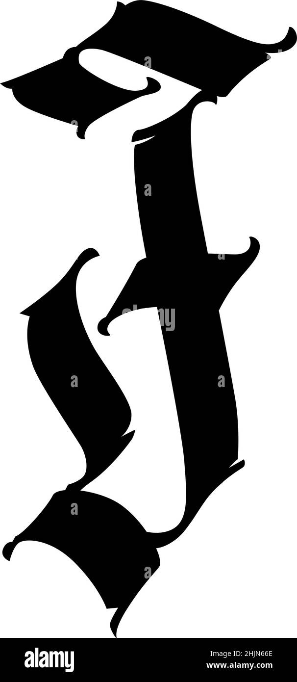 The letter J in the Gothic style. Vector. Old alphabet. The symbol is ...