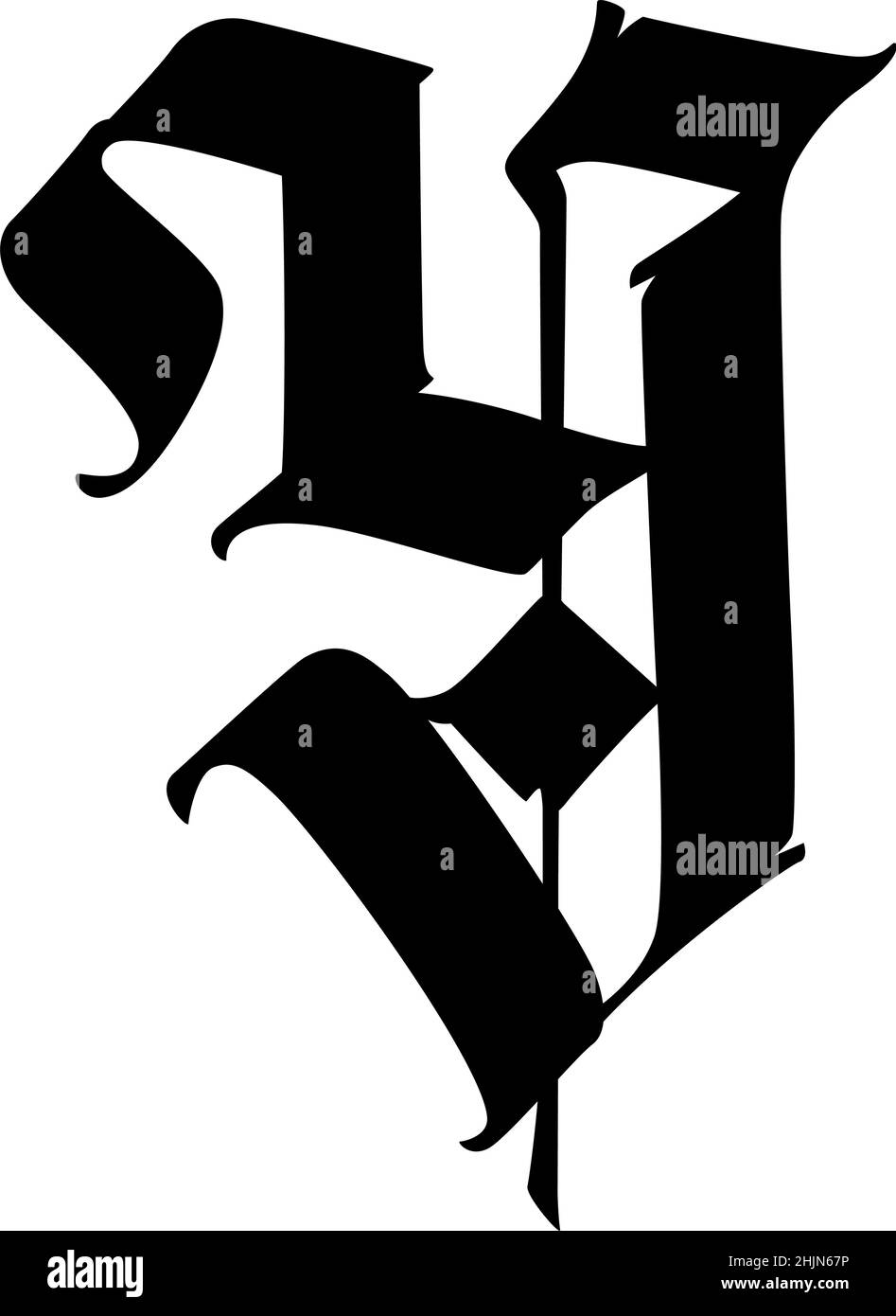 The letter Y in the Gothic style. Vector. Old alphabet. The symbol is ...