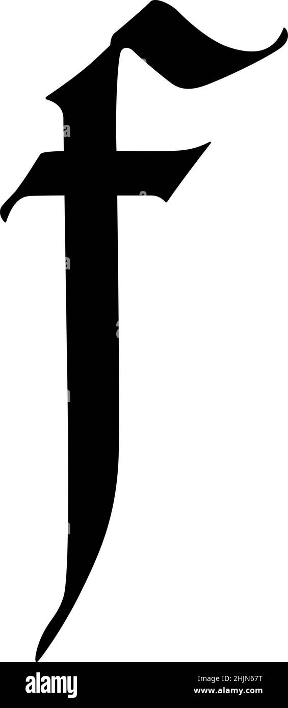 The letter f in the Gothic style. Vector. Old alphabet. The symbol is ...