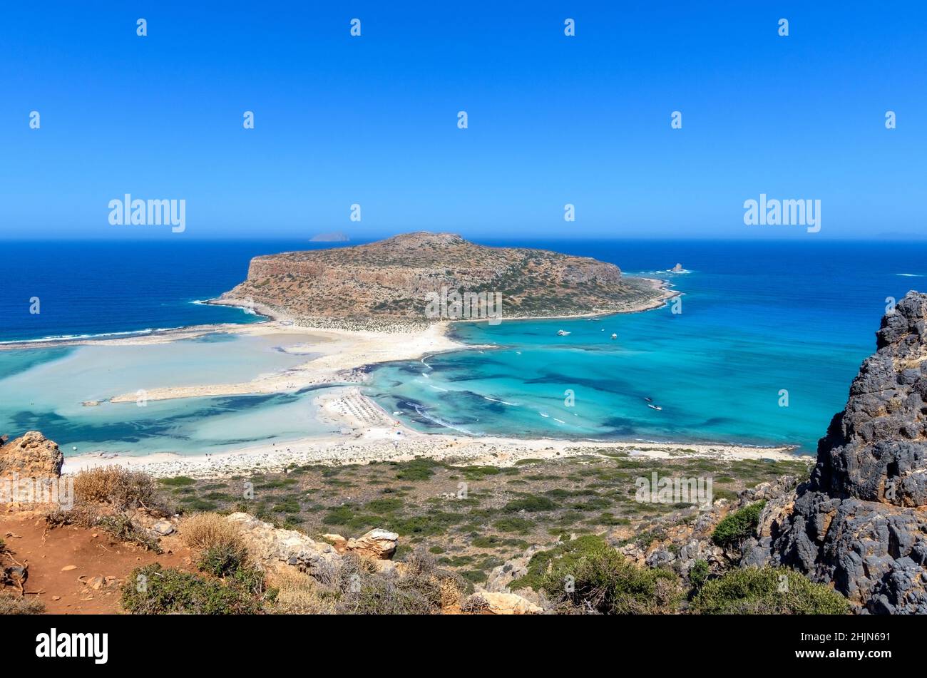 Amazing view of Balos tropical Beach and Lagoon with exotic turquoise ...