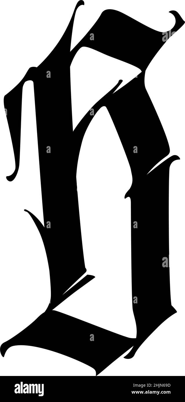 The letter D in the Gothic style. Vector. Old alphabet. The symbol is ...