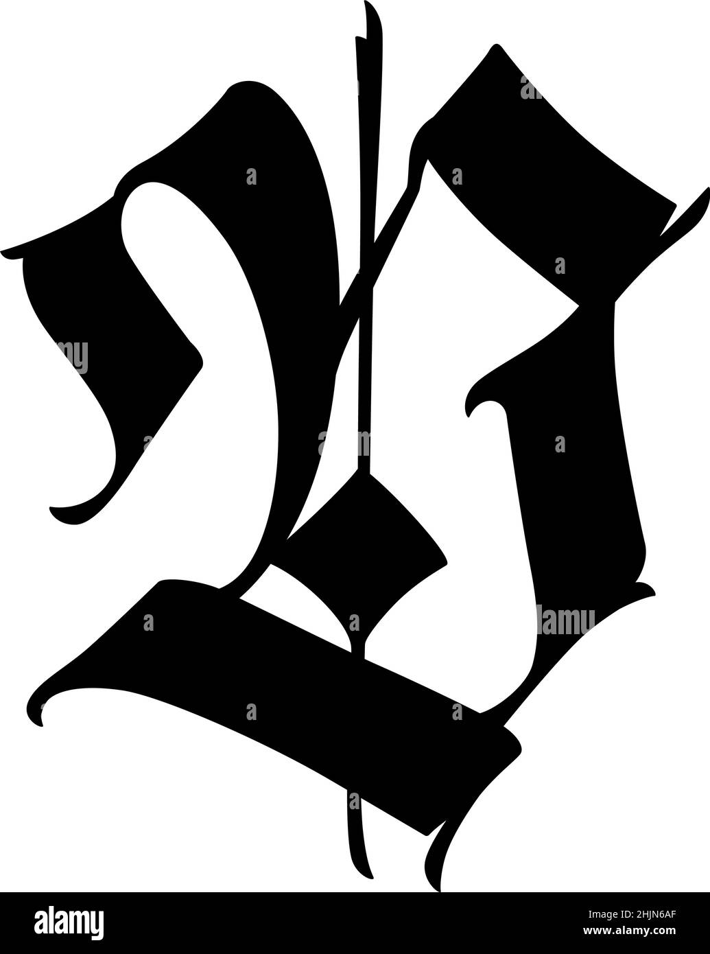 Letter V, in the Gothic style. Vector. Alphabet. The symbol is isolated ...