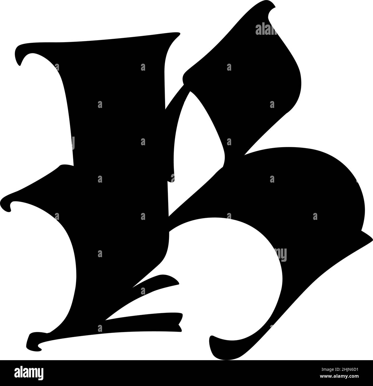 Letter in the Gothic style. Vector. Old alphabet. The symbol is ...