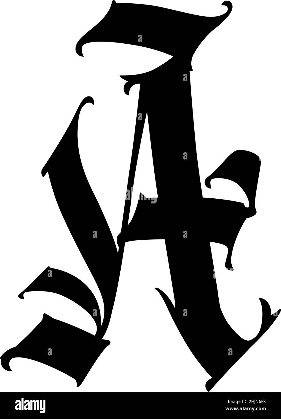 The letter A in the Gothic style. Vector. Old alphabet. The symbol is ...