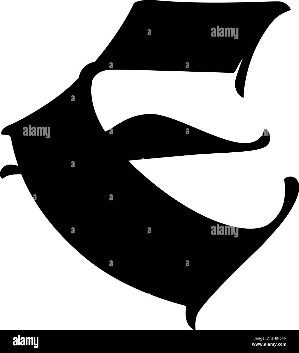 Letter in the Gothic style. Vector. Old alphabet. The symbol is ...