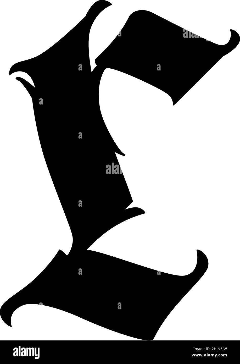 The letter r in the Gothic style. Vector. Old alphabet. The symbol is ...