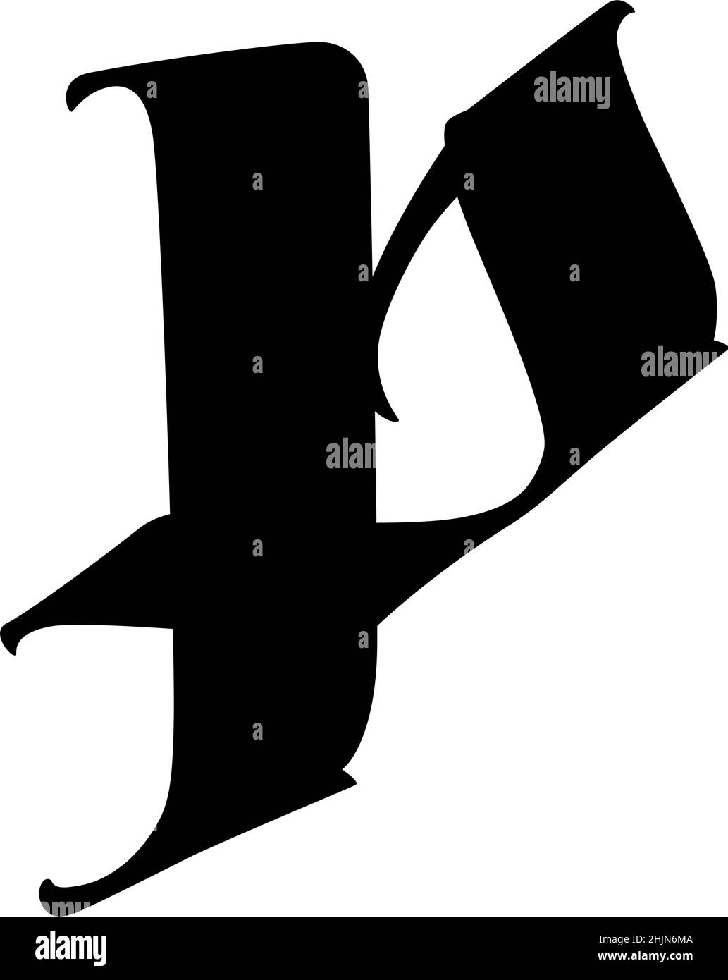 Letter in the Gothic style. Vector. Old alphabet. The symbol is ...