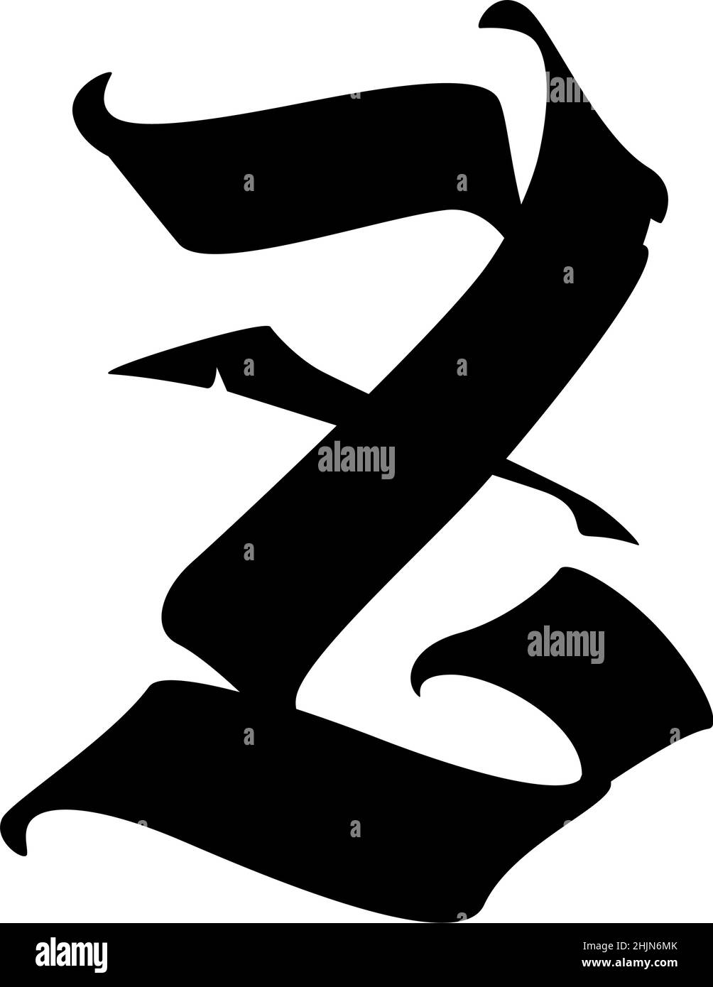 The letter z in the Gothic style. Vector. Old alphabet. The symbol is ...