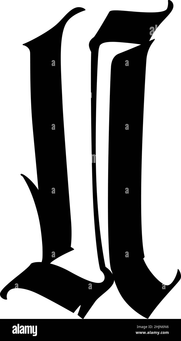 The letter U in the Gothic style. Vector. Old alphabet. The symbol is ...