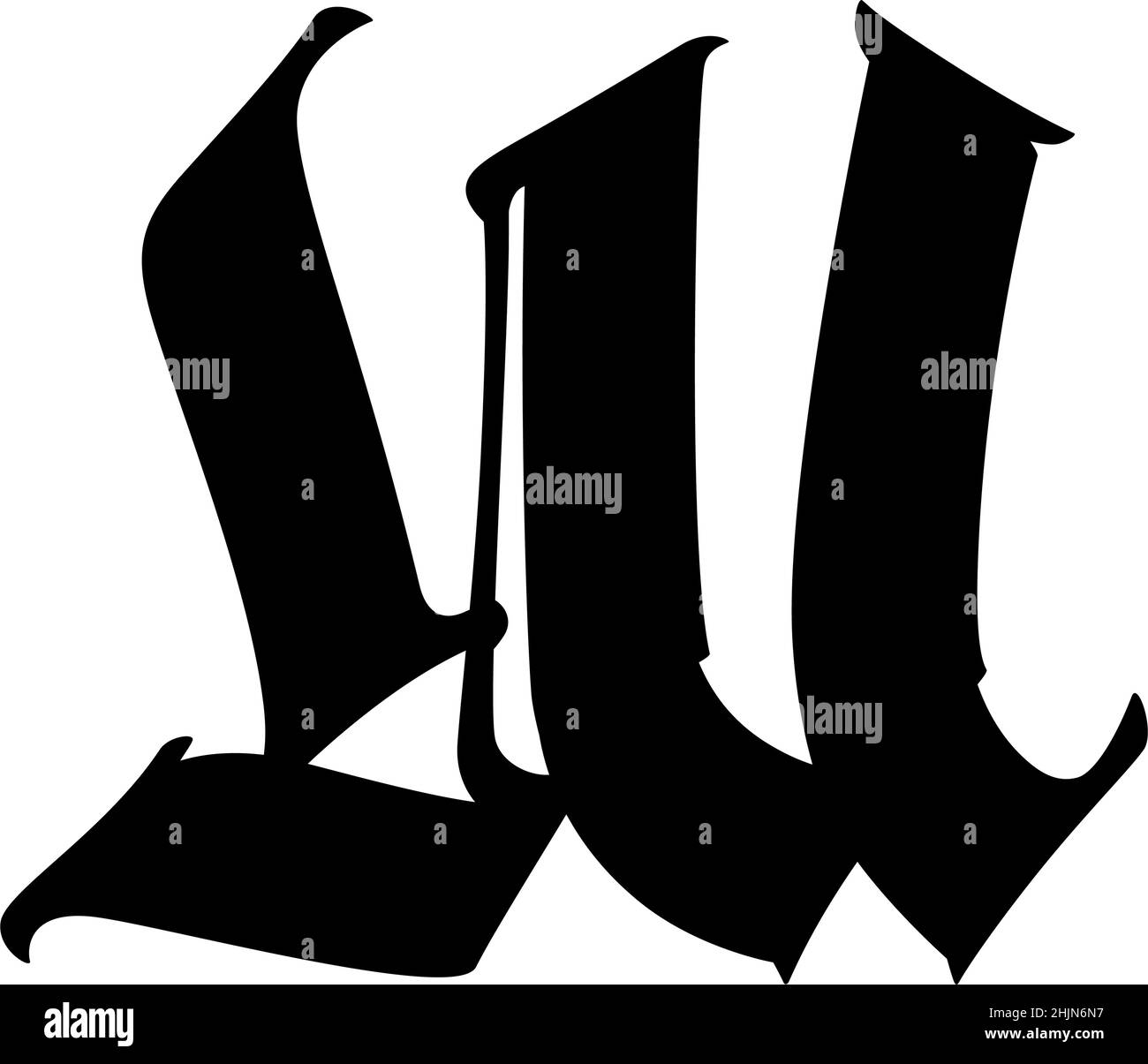 The letter w in the Gothic style. Vector. Old alphabet. The symbol is ...