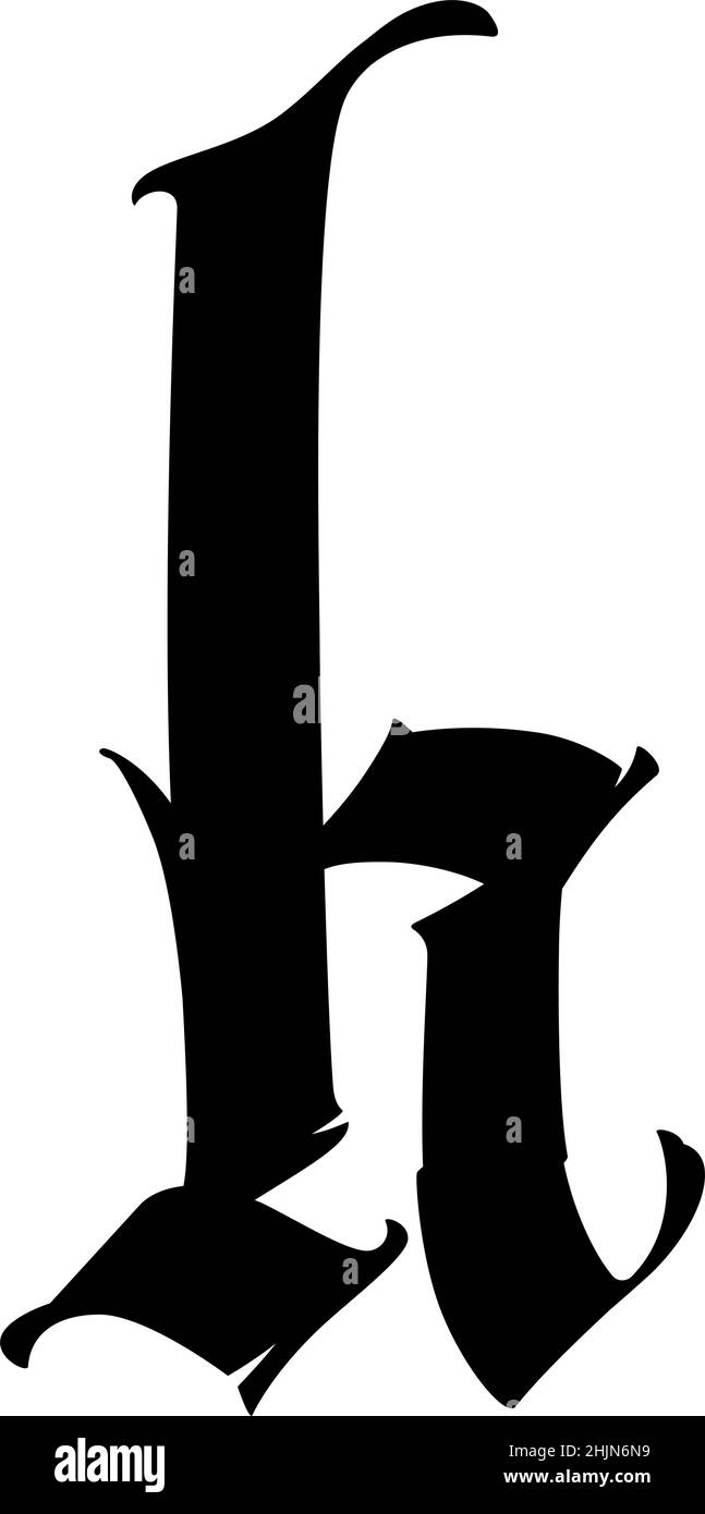 The letter h in the Gothic style. Vector. Old alphabet. The symbol is ...