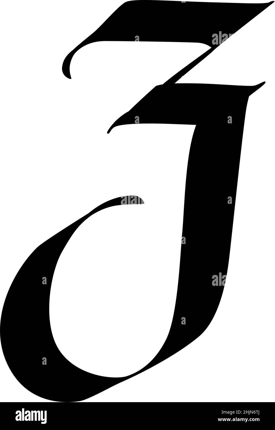 The letter z in the Gothic style. Vector. Old alphabet. The symbol is ...