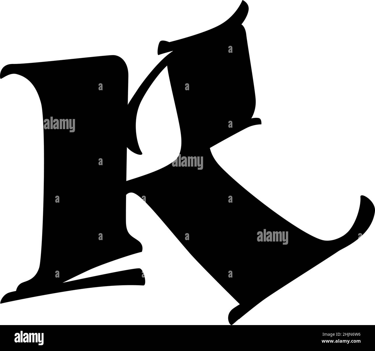 Letter in the Gothic style. Vector. Old alphabet. The symbol is ...