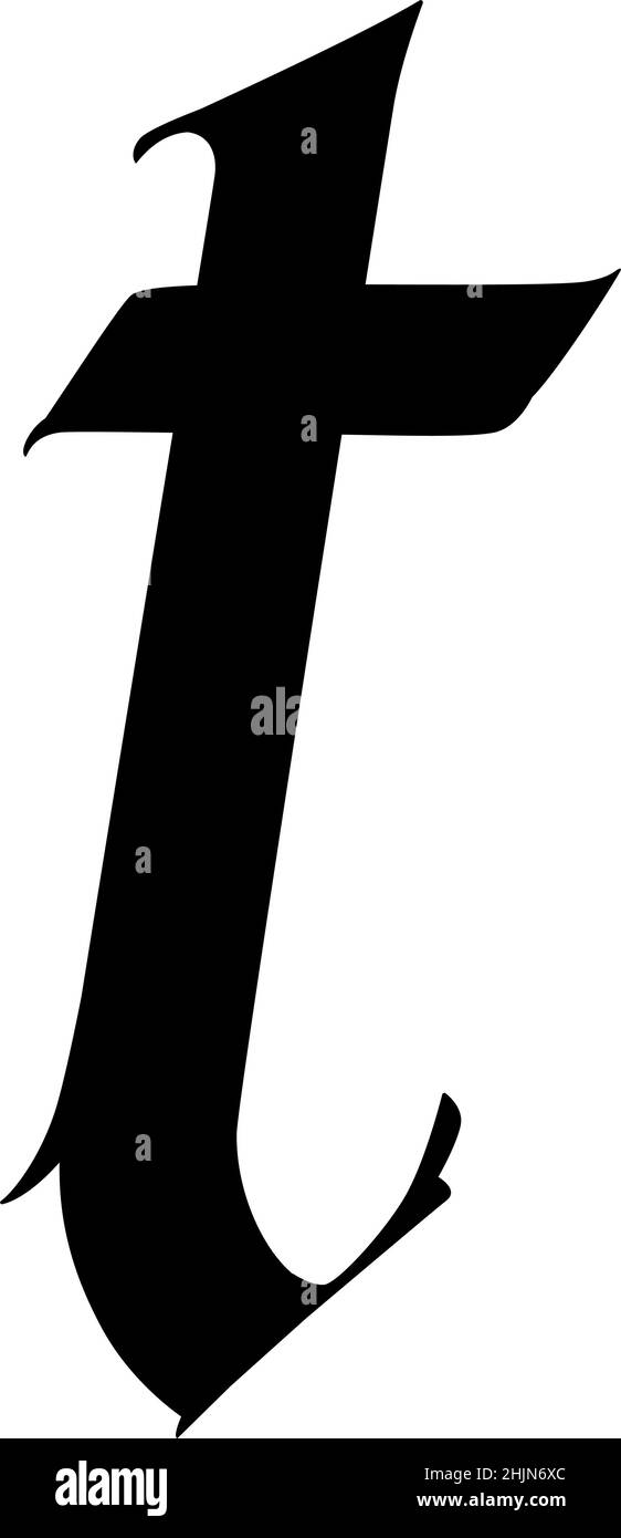 The letter t in the Gothic style. Vector. Old alphabet. The symbol is ...