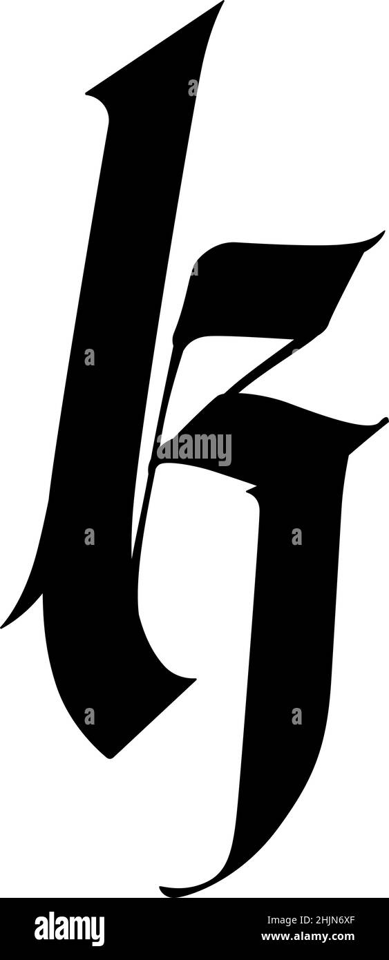The letter k in the Gothic style. Vector. Old alphabet. The symbol is ...