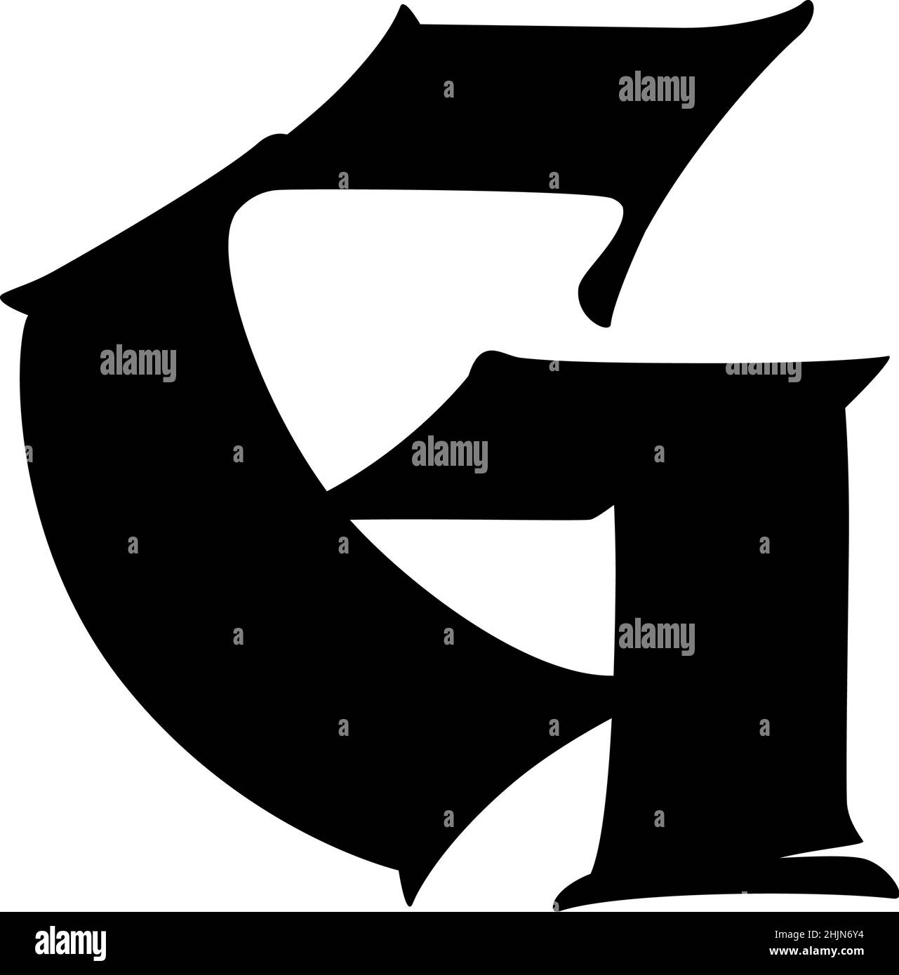 Letter in the Gothic style. Vector. Old alphabet. The symbol is ...