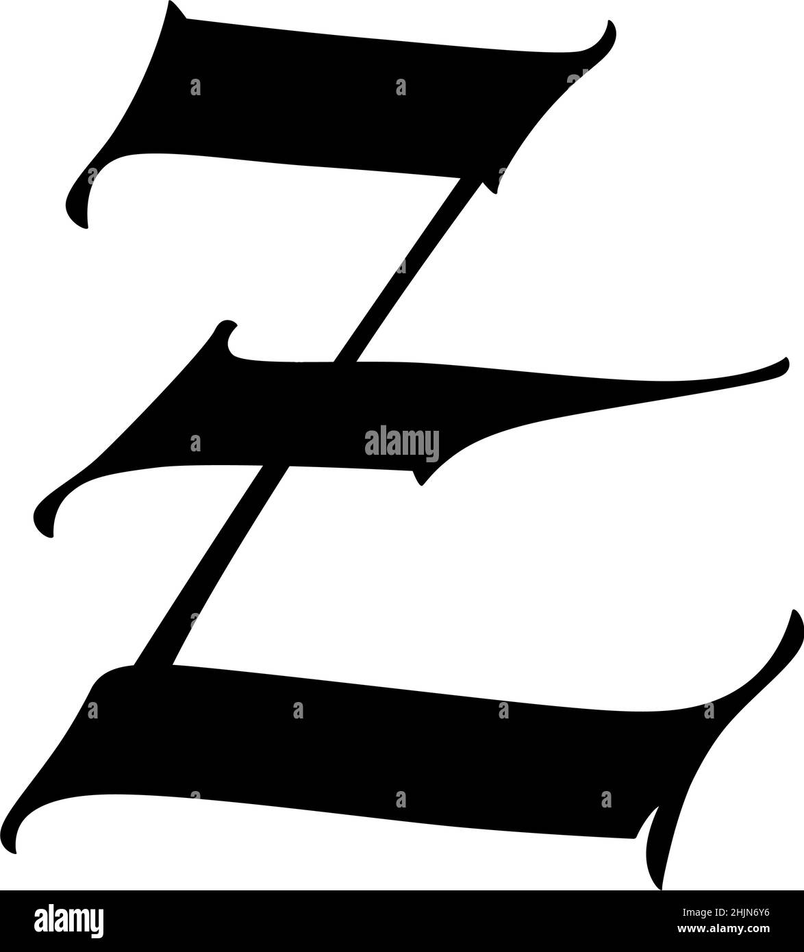 Letter Z, in the Gothic style. Vector. Alphabet. The symbol is isolated ...
