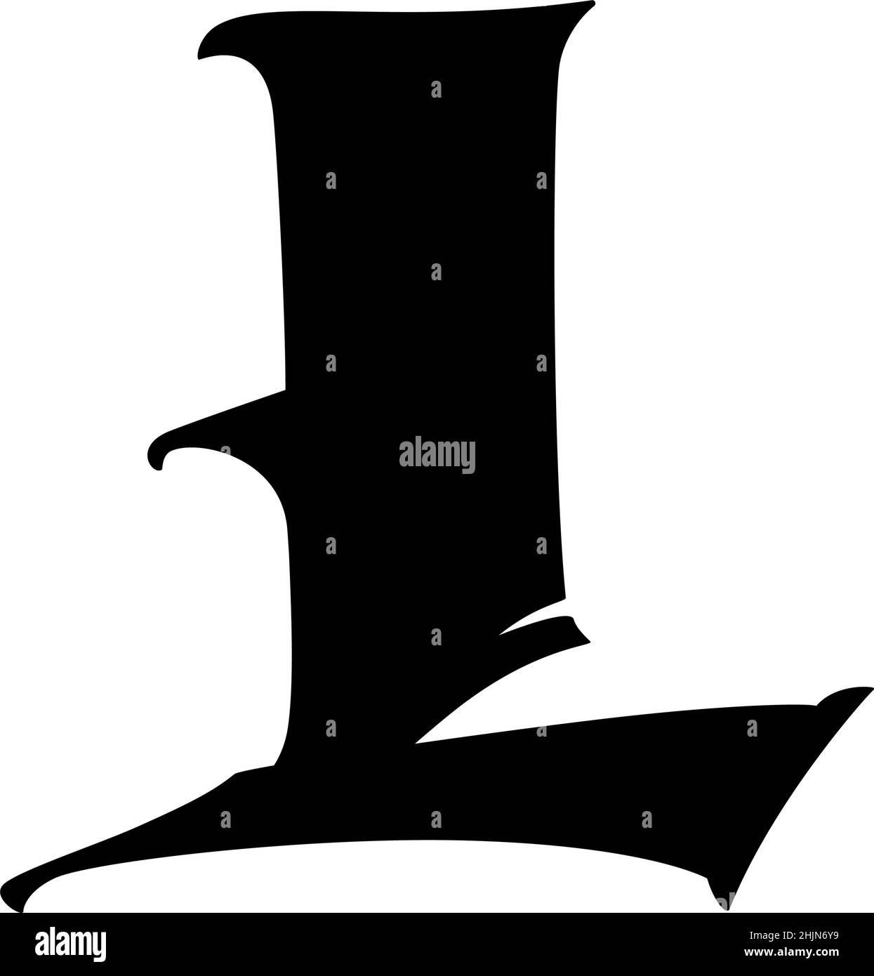 Letter in the Gothic style. Vector. Old alphabet. The symbol is ...