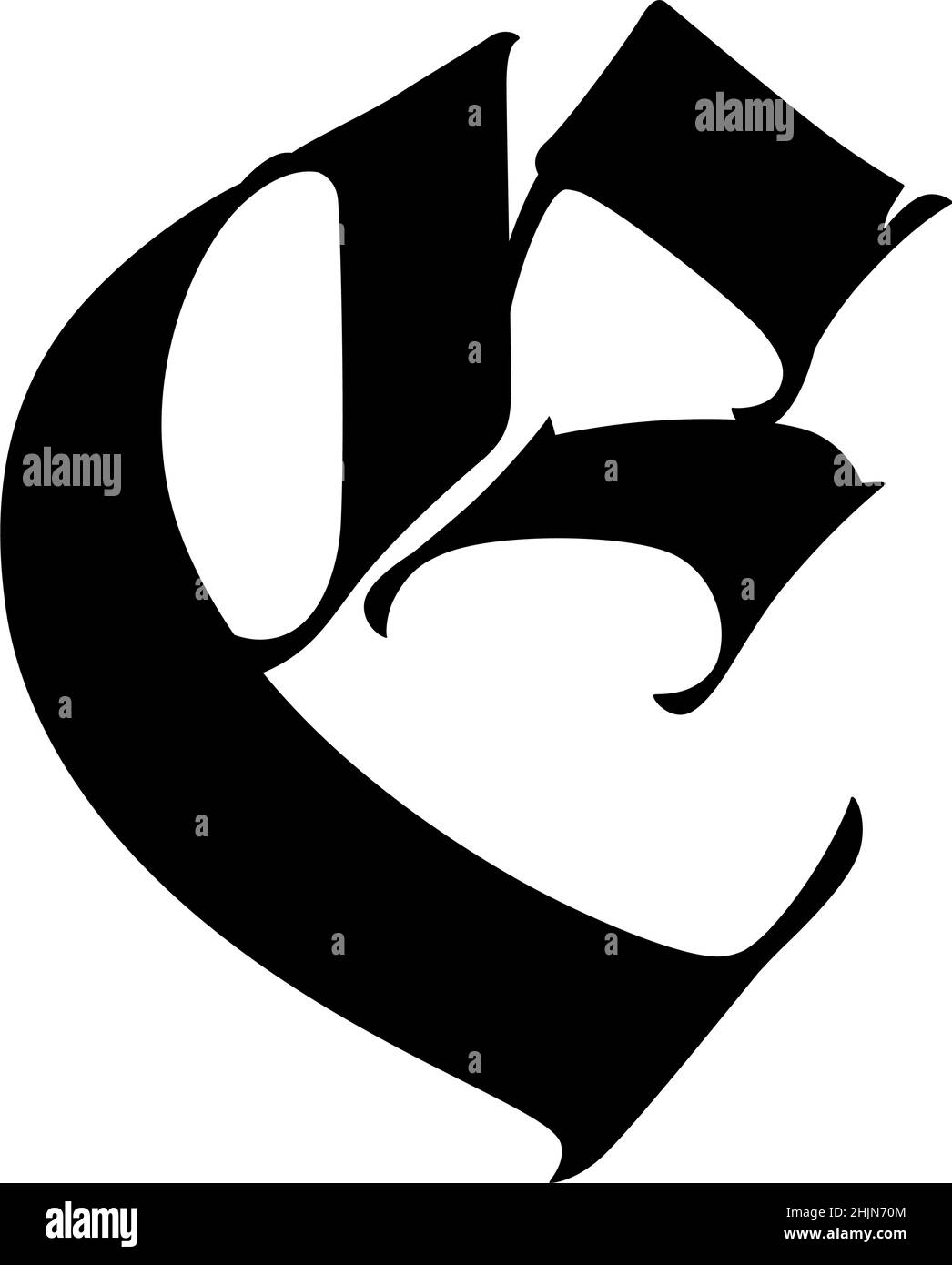 Letter E, in the Gothic style. Vector. Alphabet. The symbol is isolated ...