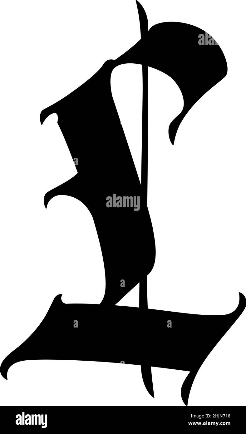 Letter L, in the Gothic style. Vector. Alphabet. The symbol is isolated ...