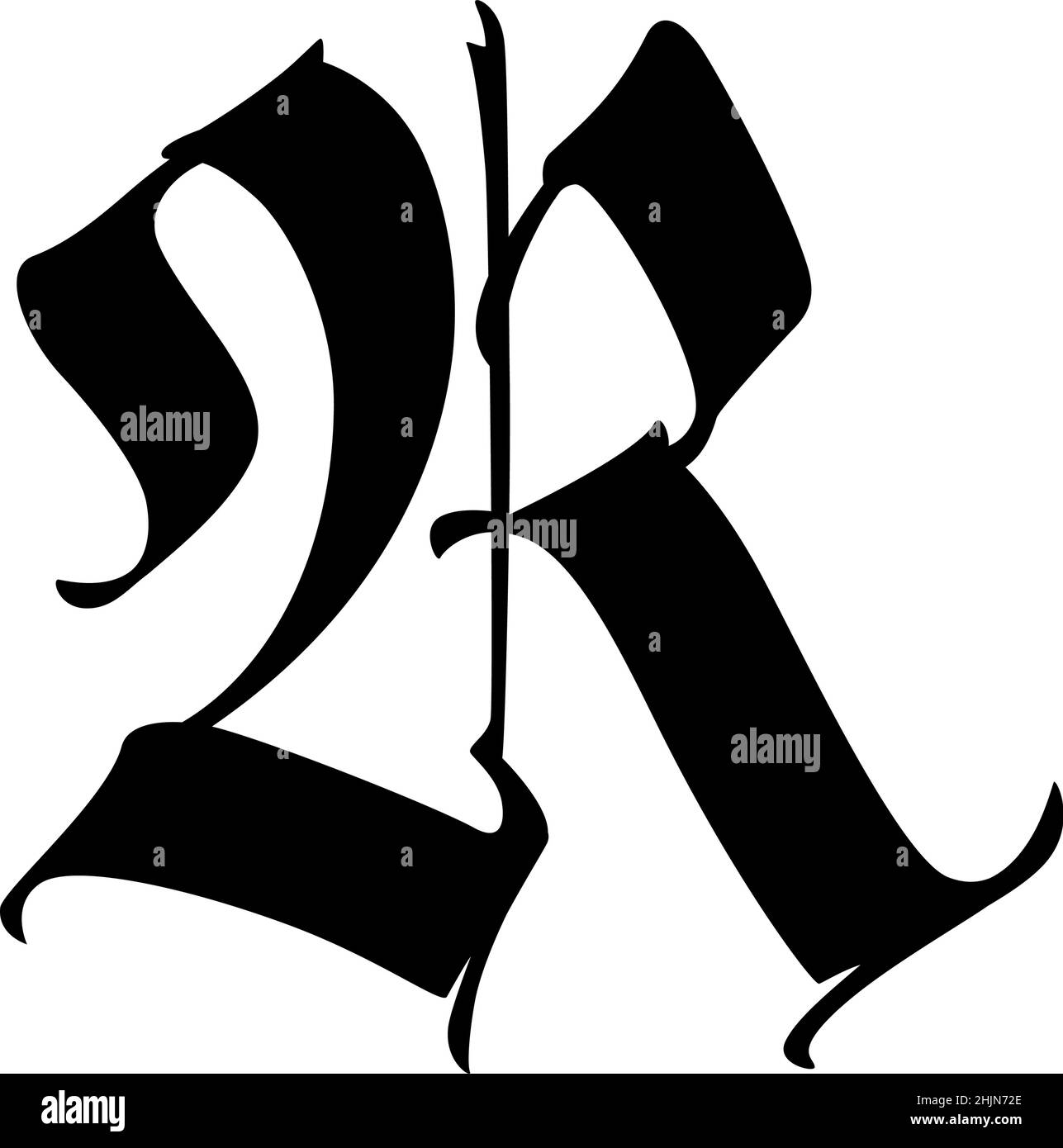 Letter R, in the Gothic style. Vector. Alphabet. The symbol is isolated ...