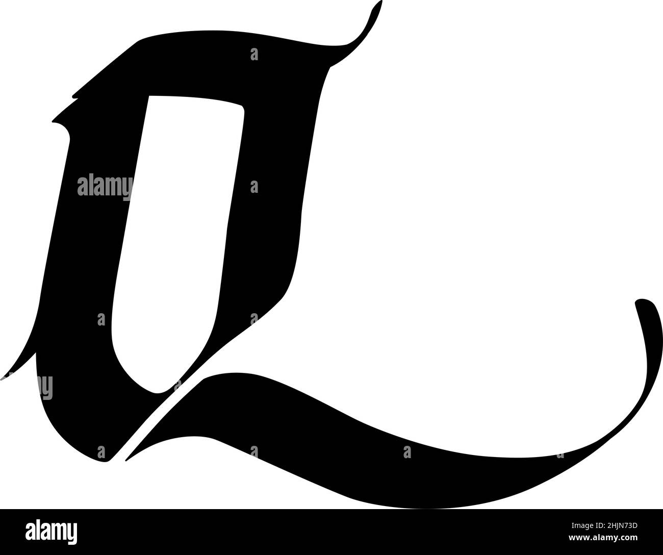 The letter q in the Gothic style. Vector. Old alphabet. The symbol is ...