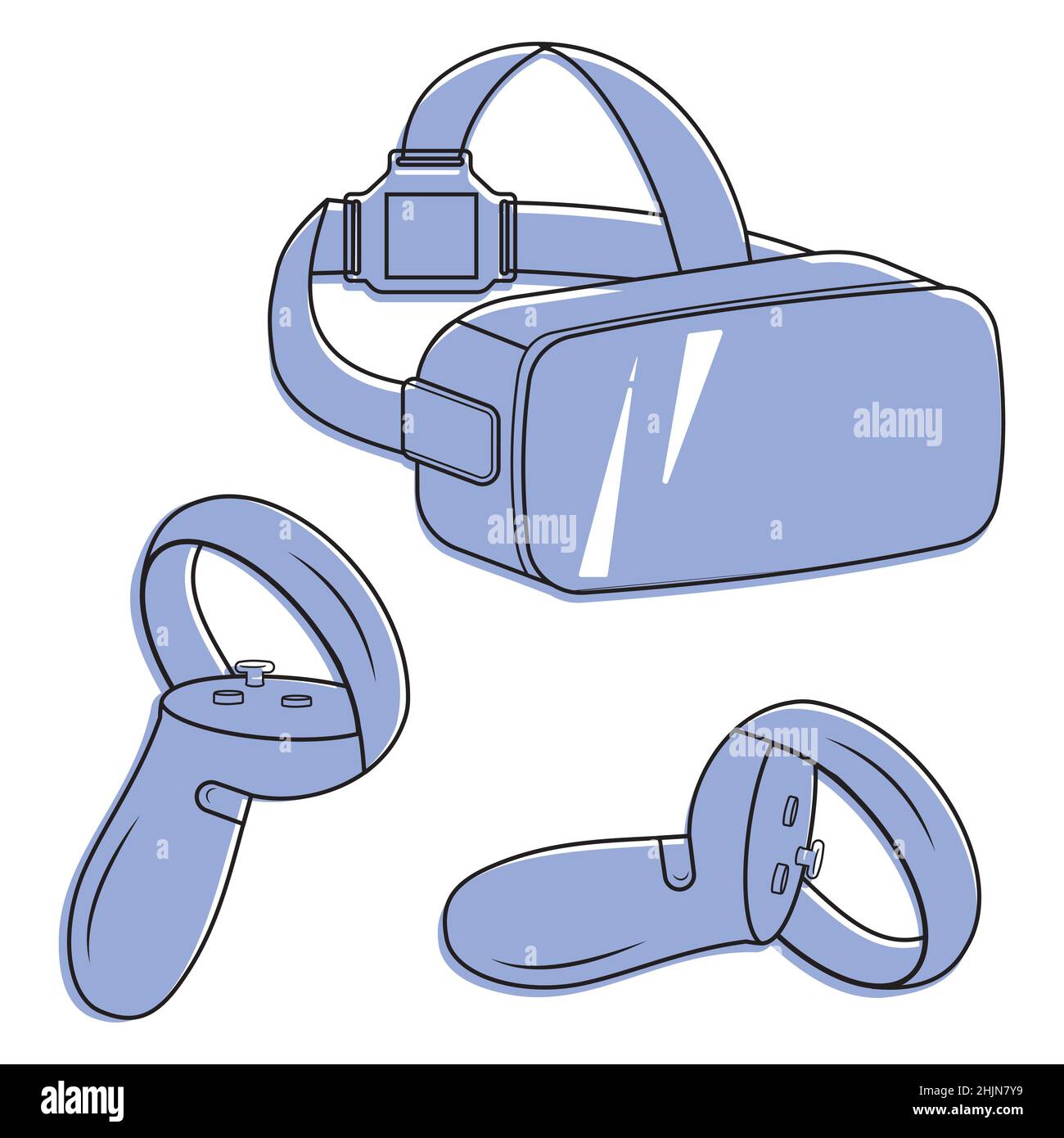 virtual reality glasses and a joystick isolated on a white background ...